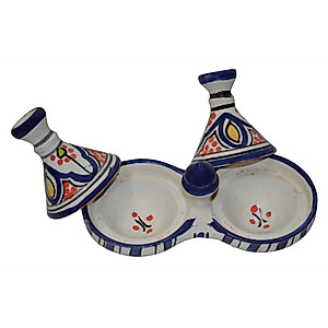 Moroccan Handmade Tagine Double Spice Holder seasoning Container