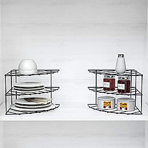 2 Pack - DecoBros 3-Tier Counter and Cabinet Corner Shelf Organizer, Black