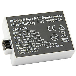 STK LP-E5 Battery Pack for Canon LP-E5 Canon EOS Rebel XS, Rebel T1i, Rebel XSi, 1000D, 500D, 450D, Kiss X3, Kiss X2, Kiss F, LPE5, Canon, Cannon