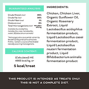 Primal Freeze Dried Dog Treats; Chicken Liver Dog Treats with Probiotics for Dogs; Liver, Laugh, Love; Crunchy Grain Free Training Treats for Dogs, 1.5 oz