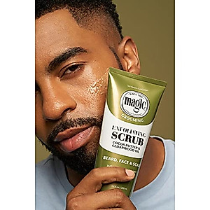SoftSheen-Carson Magic Men's Grooming Facial Exfoliating Scrub, Softens, Smooths and Clarify, With Cocoa Butter and Cedarwood Oil for Beard, Skin and Scalp, 6.7 fluid ounces