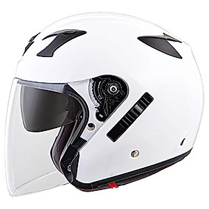 ScorpionEXO CT220 Open Face Adjustable Visor Dropdown Visor Adult DOT Approved Motorcyle Helmet Solid (White, XX-Large)