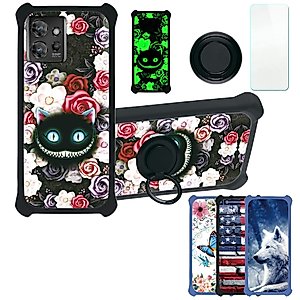 jioeuinly Case for Moto Thinkphone Case Compatible with Motorola Thinkphone Phone Case Cover [with Tempered Glass Screen Protector][Hard PC + Soft Silicone][Ring Support] [Luminous Effect] YGH-LZM