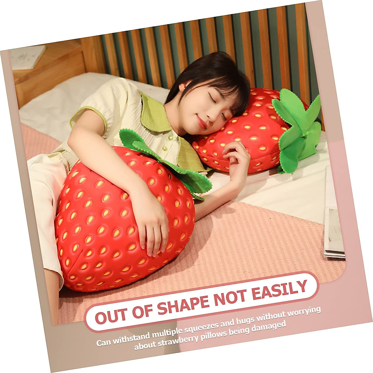 Decor Decorative Cute Adorable Strawberry Fruit Food Kawaii Huggable Soft Red Girls Funny Plushie Cm/inch Pillows Stuffed for Large Accent Hugging Cuddle Pillow Throw