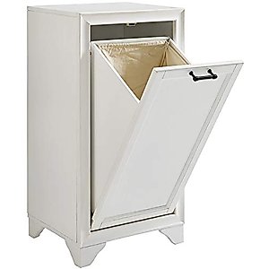 Crosley Furniture Tara Laundry Hamper with Linen Sorting Bag, Bathroom Storage and Organization, Vintage White