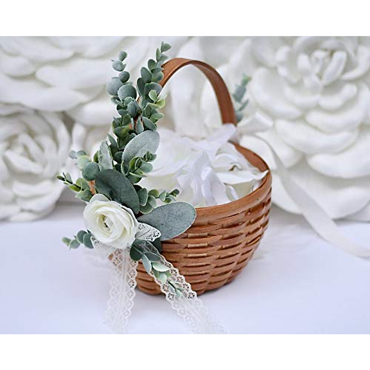 Willow Basket, Flower Girl Basket, Willow Flower Basket, Rustic Flower Girl Baskets, Decorated Basket, Wood Wedding Baskets, Flower Baskets (Pillow Personalized)