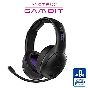Victrix Gambit Black Wireless and Wired Gaming Headset with Mic - Playstation PS4, PS5 - Esports-Ready Pro Audio, Noise Cancelling Microphone, Ultra-Comfort Over The Ear Headphones