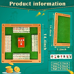 20mm Mini Travel Mahjong Set with Majiang Table Travel Board Game Chinese Traditional Mahjong Games, Portable Size and Light-Weight