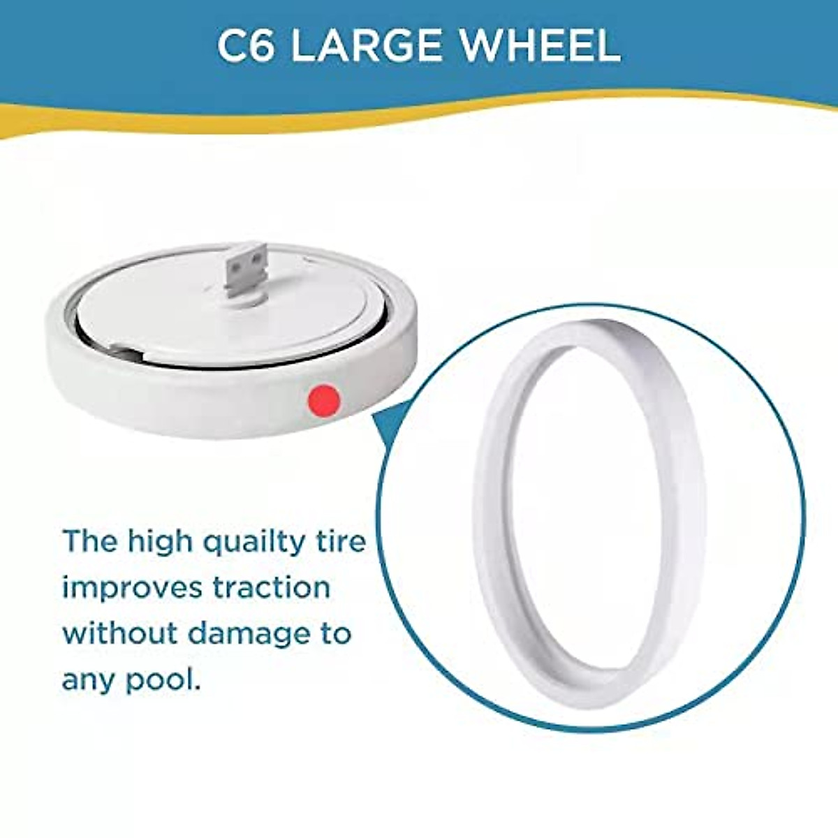 MAKHOON Large Wheel Complete with Tire Bearings Replacement for Polaris Zodiac 280 (Not Compatiable with Polaris 360 380 Model Pool Cleaner)