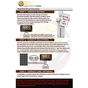 LightCatcher-Solar 100 Watt Solar Panel Kit, Polycrystalline Solar Panel and PWM Charge Controller