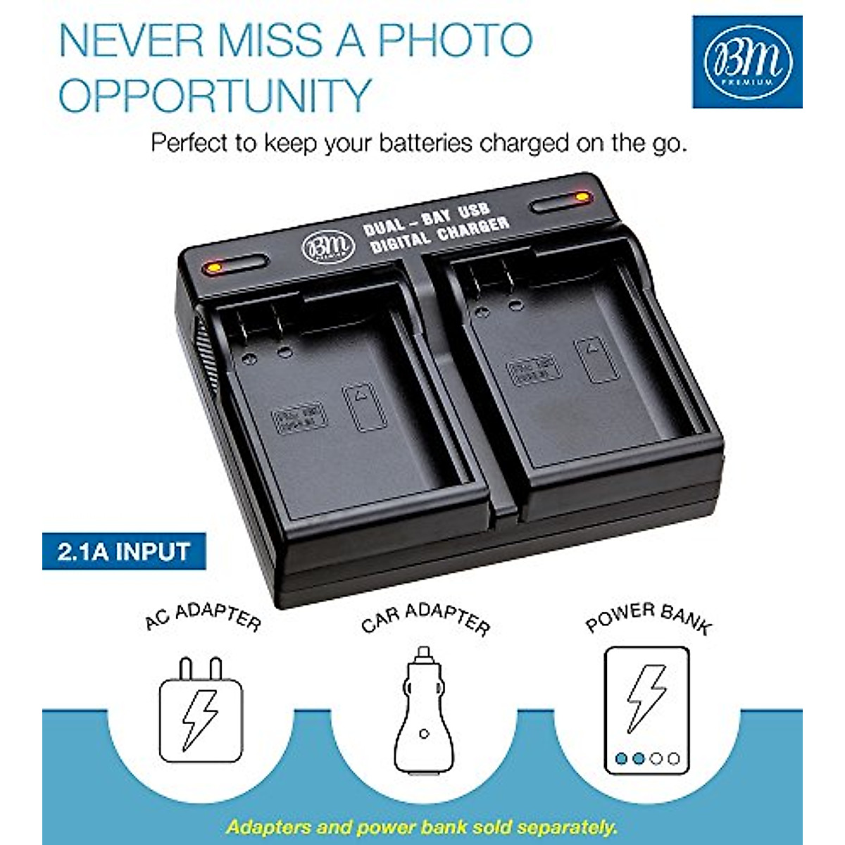 BM Premium 2 Pack of EN-EL15B Batteries and Dual Battery Charger for Nikon Z6, Z7, D780, D850, D7500, 1 V1, D500, D600, D610, D750, D800, D800E, D810, D810A, D7000, D7100, D7200 Digital Cameras