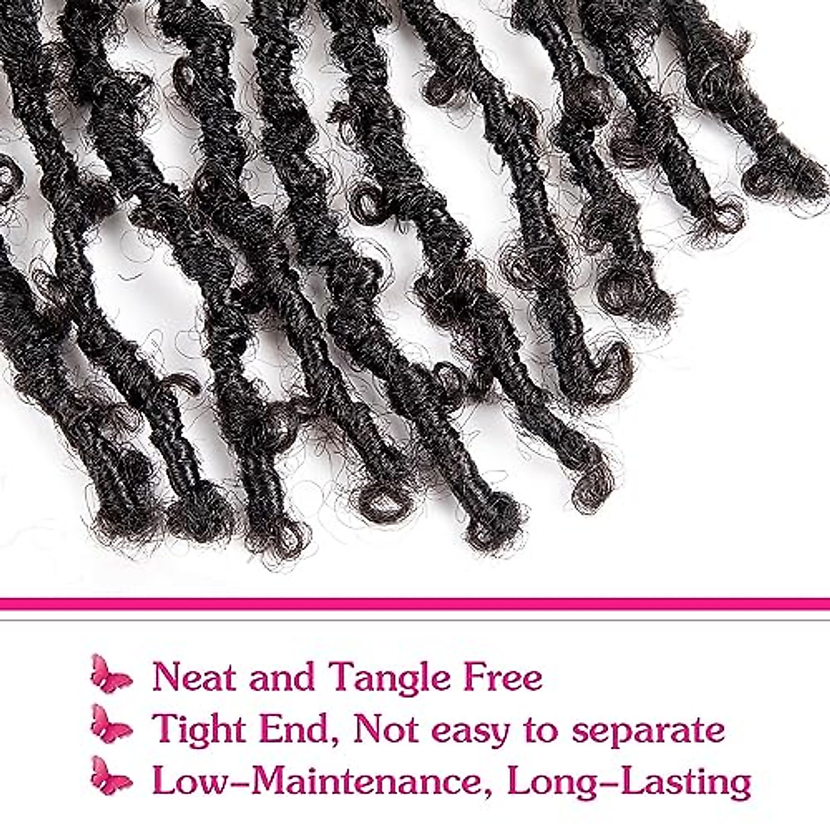 Col Bling Butterfly Locs Crochet Hair 12 Inch 8 Packs, Soft Butterfly Locs Distressed Faux Locs Crochet Hair Pre Looped Crochet Hair (12Inch 8Packs, #1B)