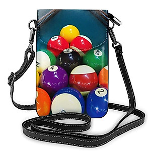 sprinbei Small Crossbody Bags Billiard Cell Phone Purse Woman Pu Leather Shoulder Bag Wallet Pouch Handbag, Black