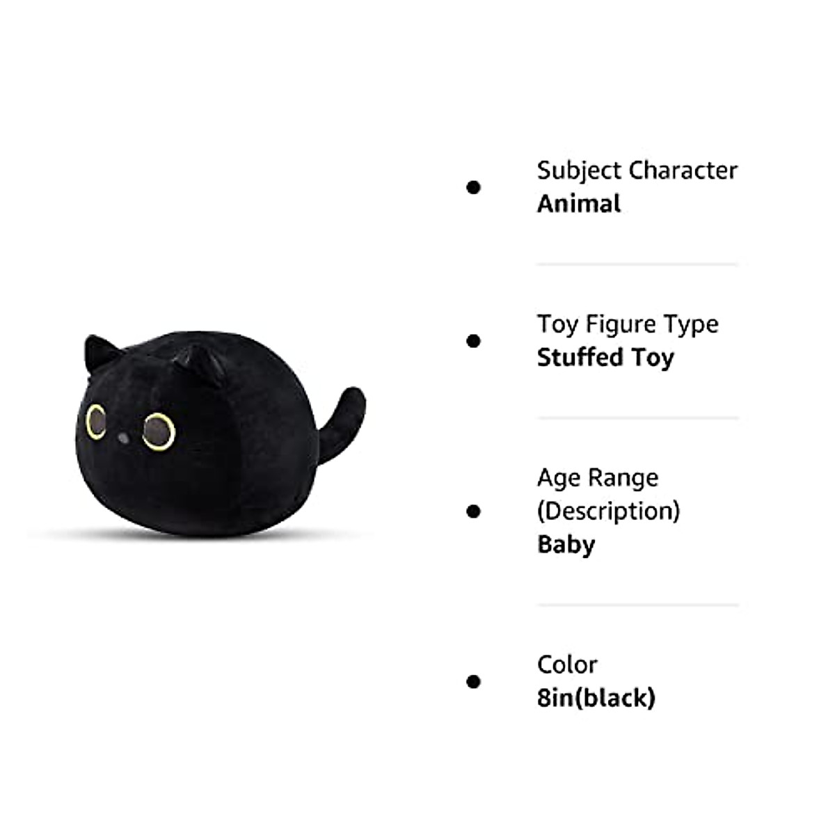 iBccly 8" Black Cat Plush Toy Black Cat Pillow,Soft Plush Doll Cat Plushie Cat Pillow,Stuffed Animal Soft Plush Pillow Baby Plush Toys Cat Shape Design Sofa Pillow Decoration Doll (Black 8 in)