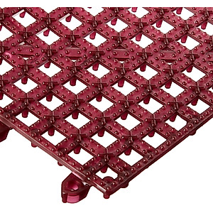 San Jamar VM5280 Versa-Mat Interlocking Bar Mat, 12" Length x 12" Width, Wine