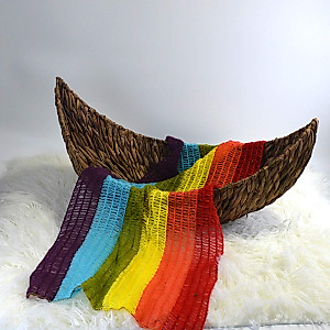 OhhGo Newborn Photography Props, Baby Rainbow Striped Wrap Photo Props Newborn Wraps Photography Stretch for Baby Boys and Girls Shower Gift(40x150CM/15.7x59IN)