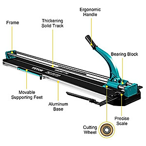 BestEquip Manual Tile Cutter, 48 inch Tile Cutter, All-Steel Frame Cutting Machine, Precise Tile Cutter Tools w/Laser Guide & Tungsten Carbide Wheel, Large Tile Cutter For Porcelain Ceramic