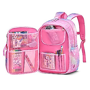 Youngsing Backpack for Girls Kids Backpack Elementary School Primary School Bag (Purple)