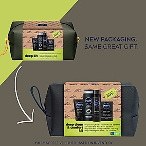 Nivea Men Deep Skin Care Collection, Men's Body Wash, Shave Gel, After Shave, and Beard & Face Wash, 4 Piece Gift Set