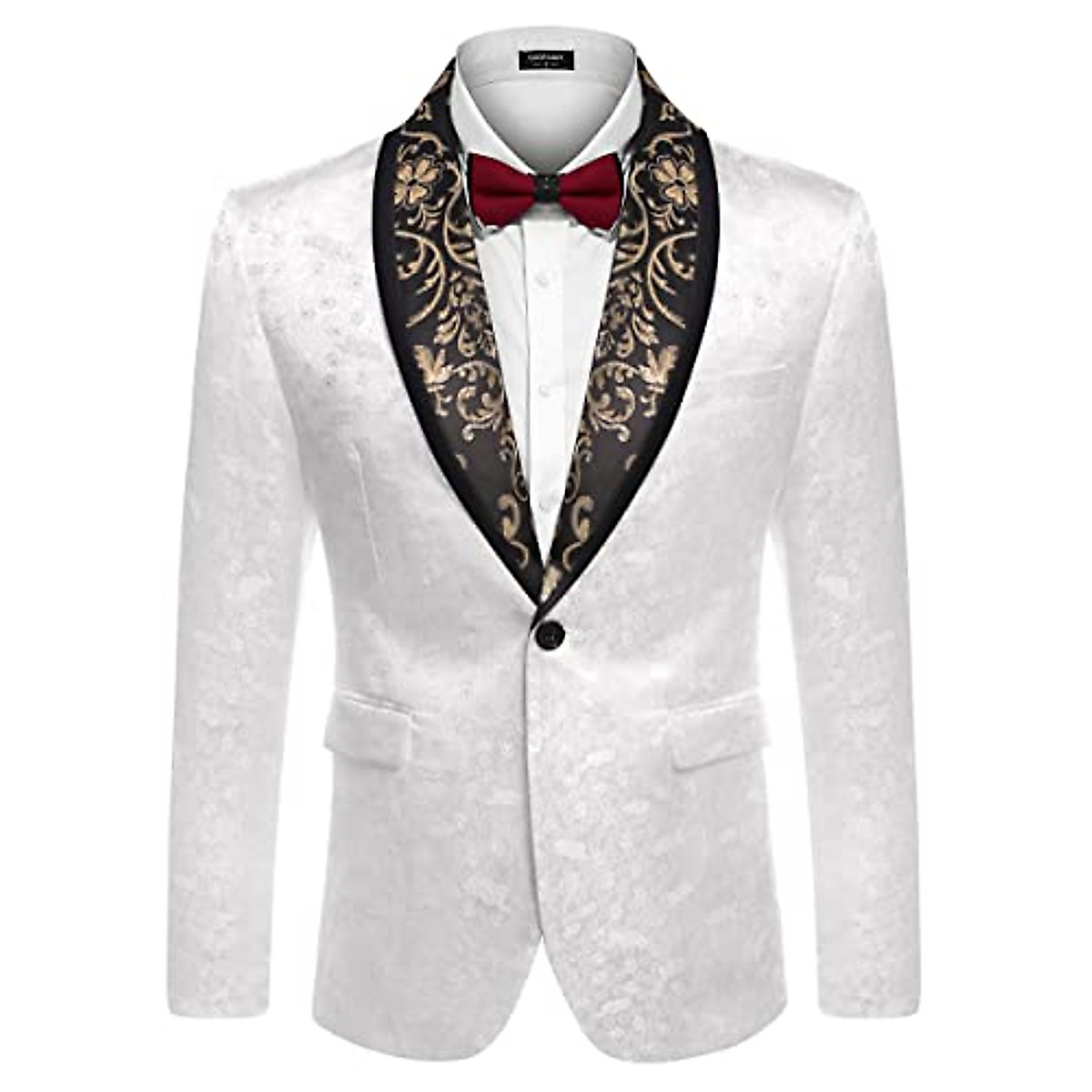 COOFANDY Men's Floral Suit Jacket Lapel Slim Fit Stylish Blazer Dress Suit Prom Party Wedding Christmas Blazer