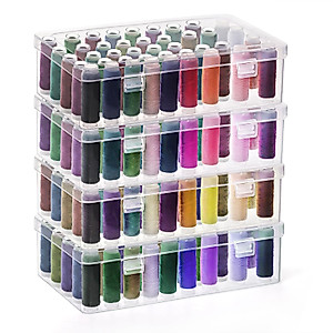 Mezchi 4 Pack 42 Slots Embroidery Thread Organizer, Clear Plastic Thread Spool Holder, Sewing Thread Storage for Embroidery and Sewing Threads