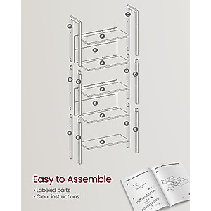 VASAGLE 5-Tier Bookshelf, Book Shelf, Industrial Bookcase, with Steel Frame, for Living Room, Home Office, Bedroom, 9.4 x 24.4 x 65 Inches, Greige and Black ULLS025B02