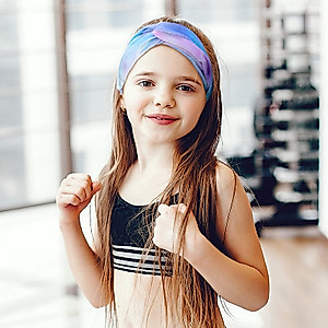 Waydress 6 Pieces Spa Headbands Soft Tie Dye Headbands Elastic Adjustable Rainbow Headbands Non Slip Turban Headwraps Hair Accessories Spa Sleepover Party Supplies(Iridescent Color)