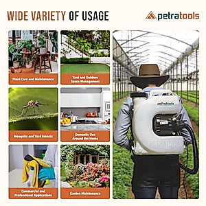 PetraTools Electric Fogger Machine, Mosquito Fogger Machine, Insect Fogger Backpack Sprayer - ULV Fogger with Extended Commercial Hose & Padded Straps (4 Gallon)