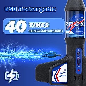 Demolike Rocket Launcher for Kids Automatic Launch 200 Feet Air Rocket Toy for Boy 10 Years Old Air Rocket with Safety Parachute and LED Outdoor Rocket Kits Toys Gifts for Kids Age 5 6 7 8 9 10 11 12