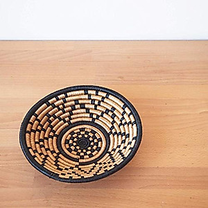 Small African Basket- Kitale/Rwanda Basket/Woven Bowl/Sisal & Sweetgrass Basket/Tan, Black