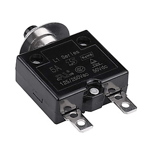 5 A / 8 A / 10 A / 15 A / 18 A / 20 A / 30 A Thermal Switch Reset, Current Overload Device Circuit Breaker Manual Reset Circuit Breaker Overcurrent Protector(5A)