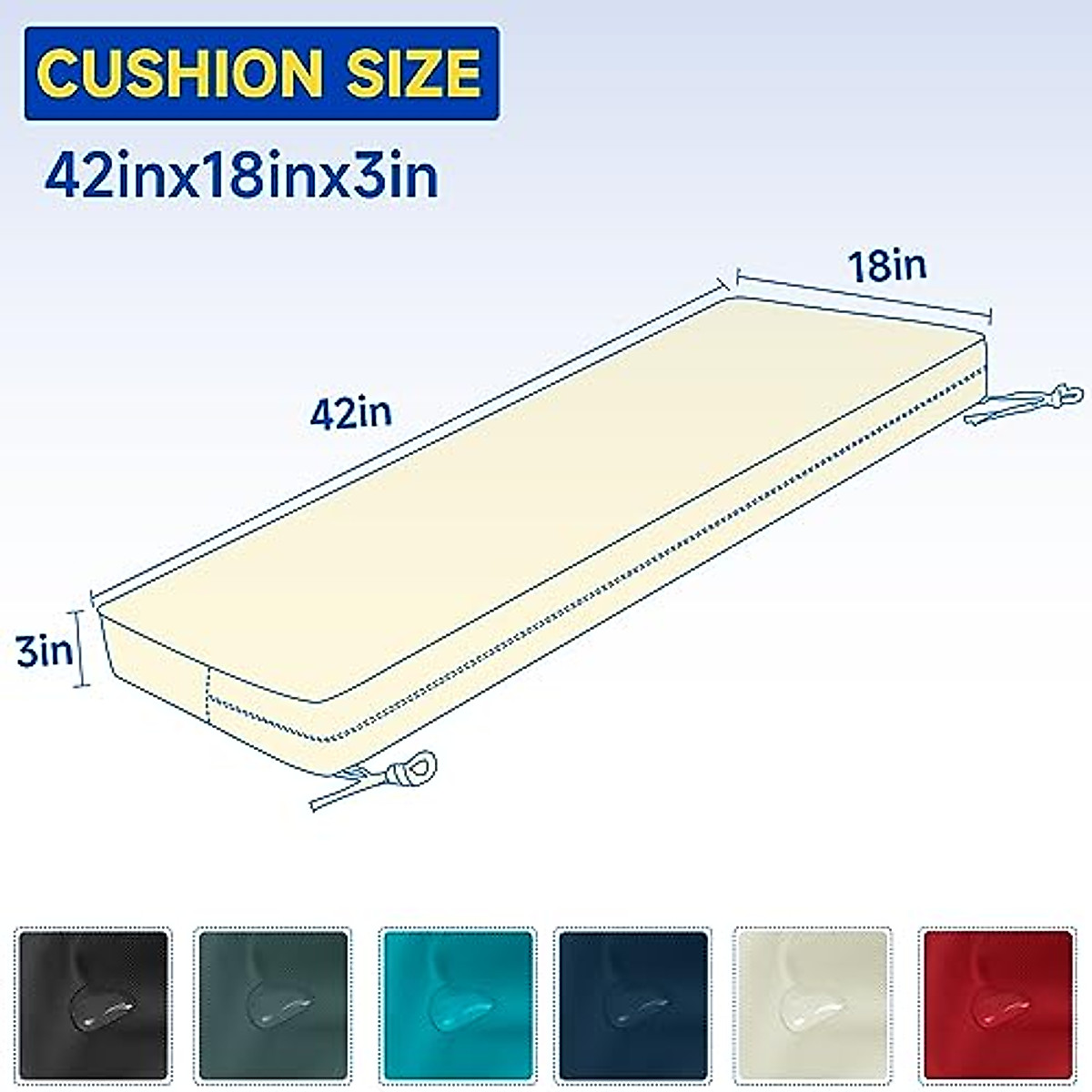 ROFIELTY Bench Cushion,42x18 inch Durable Outdoor Cushions with Handle for Indoor/Outdoor, Garden Bench, Patio Seating and Swing Chair(Red)