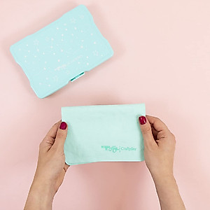 Craftelier - Shammy Stamp Cleaner and Organiser Box to Keep Your Stamps in Perfect Condition | Size Shammy 20 x 14,5 cm and Box 17 x 12 x 3 x 3 cm - Colour Mint with Constellations