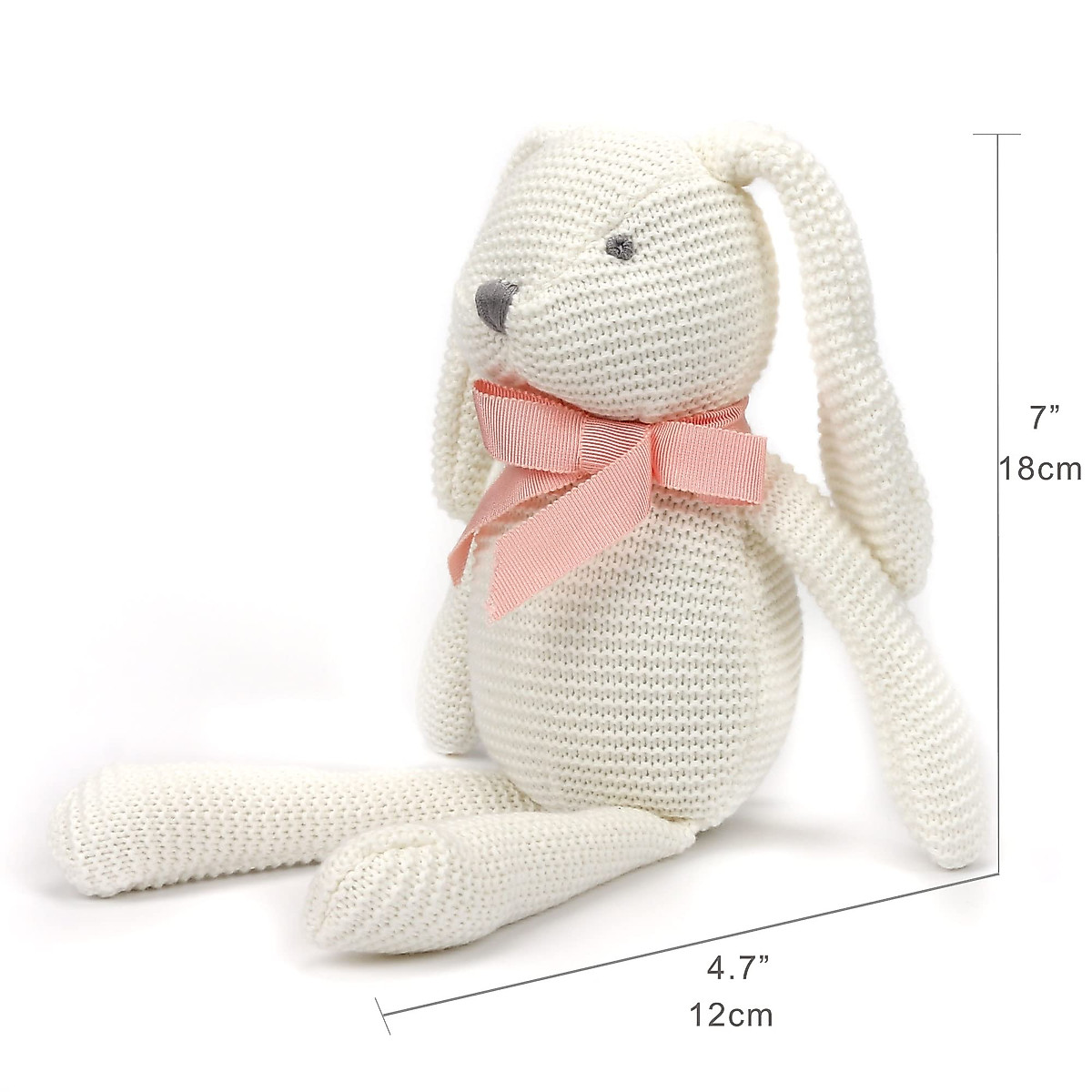 FLUFFYFUN Organic Baby Toys White Bunny Rabbit Stuffed Animal 7.1"