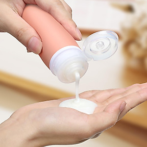 PACKISM TSA Approved Toiletry Bag with Bottles - Travel Essentials 8 Pack Leakproof 3.4oz Silicone Travel Bottles for Toiletries, Shampoo Conditioner Lotion Body Wash BPA Free, Pink