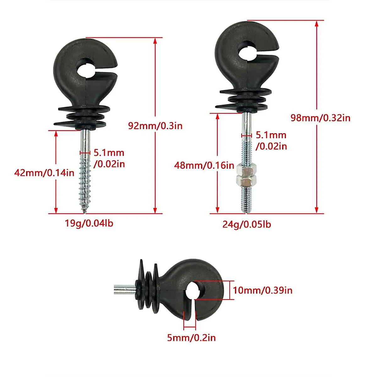 SagaSave 20pcs Self-Tapping Insulator Electric Fencing Wood Post Ring Electric Fence Insulators Screw Electronic Fence Insulator Ranch Electric Fence Insulation - Tapping Insulator