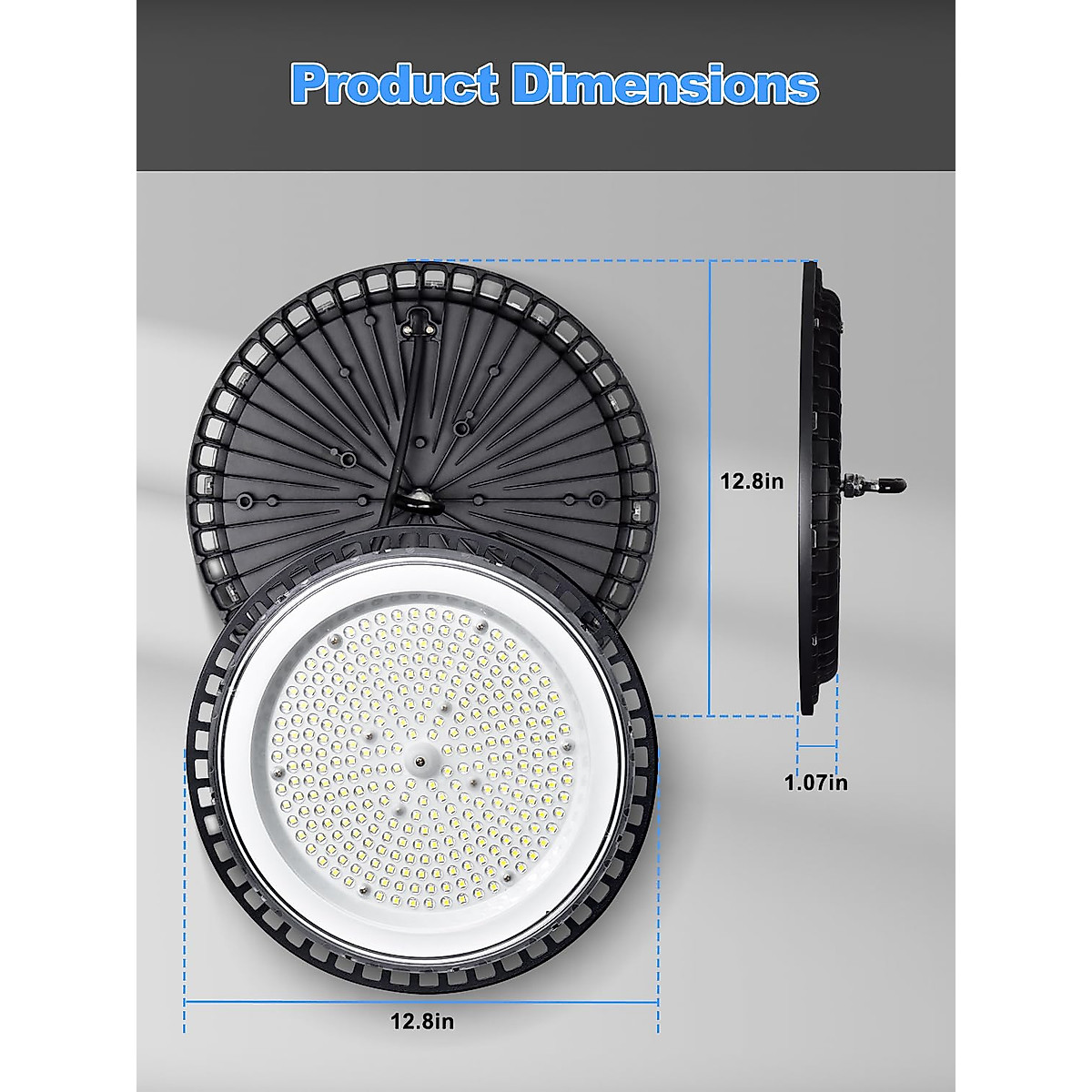 ONLYLUX UFO LED High Bay Light LED Shop Lights 200W 30000LM 100-277V 5000K IP65 High Bay LED Lighting with Plug for Garage Gym Factory Warehouse-2Pack