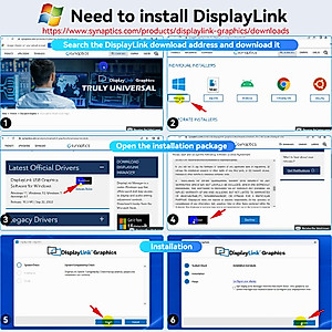 Displaylink Docking Station 3 Monitors Dual Triple Display USB C Dock with 3 HDMI, 2 DP, DC Power, USB A&C for MacBook M1 M2 M3/Dell/HP/Lenovo