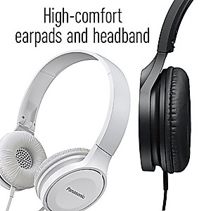 Panasonic On Ear Stereo Headphones RP-HF100M-W with Integrated Mic and Controller, Travel-Fold Design, Matte Finish, White