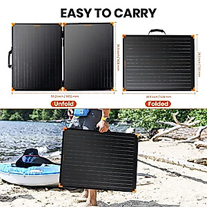 200W Solar Panel Charger with 20A PWM Charger Controller, SAE 8mm DC 5521 Anderson Output IP65 Waterproof Foldable Suitcase with Kickstand Power Emergency for Battery Generator Power Station