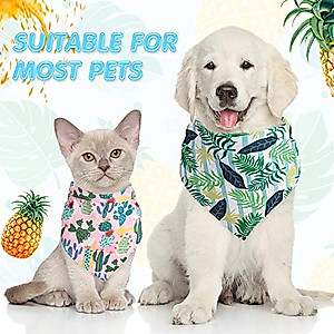 12 Pieces Dog Bandana Scarf Washable Triangular Bibs Pet Adjustable Washable Kerchief Dog Bandana for Small and Large Dogs(Summer Patterns)