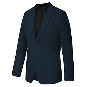Men's Tailored Linen Blazer Casual Slim Fit Lightweight Jacket Navy L