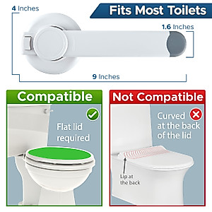 Toilet Locks Baby Proof (2-Pack) Ideal Baby Proof Toilet Lid Lock with Arm – No Tools Needed Easy Installation with 3M Adhesive – Top Safety Toilet Seat Lock – Fits Most Toilets, White