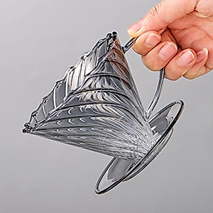 Bincoo Glass Coffee Server Set 600ml- Glass Pour Over Coffee Maker Set with Dripper, V60 Coffee Pot with 50 Count Paper Filter for Home and Office (Dark Gray)