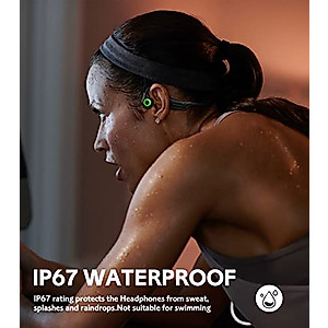 NAGFAK Bone Conduction Headphones Bluetooth Open Ear Running Headset Wireless with Mic Headphones Sport IP67 Waterproof Headphone Built-in 16GB Memory Cool Breathing Light