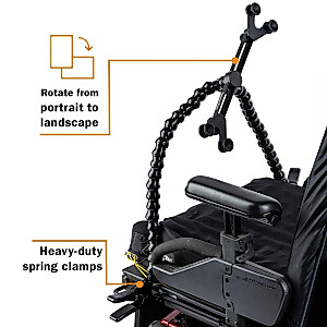 MOGO ModularHose Tablet Holder with Heavy Duty Spring Clamp (Opens to 2"), Compatible with Tablets and Cases up to 14.25" (iPad, iPad Air, iPad Pro 11, Samsung Tab, Microsoft Surface), Dual 18" Arms