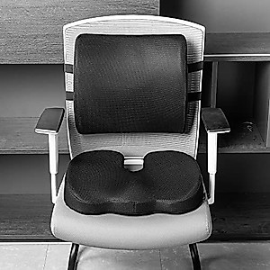 Amazon Basics Seat Cushion & Lumbar Support, Memory Foam, Black, 2-Pack