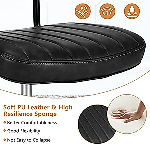 Giantex Leather Office Chair, Armless Low-Back Computer Desk Chair, Retro Swivel Rolling Task Chair Height Adjustable PU Leisure Office Chair for Kids Teens Adults (Black)