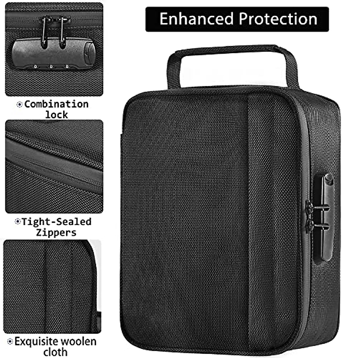Storage Bag Organizer Case with Combination Lock 9.2 x 7.2 x 3.7 Inch Medicine Lock Box Safe Bag for Travel Storage