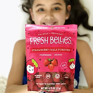 Fresh Bellies Strawberry Feels Forever| Strawberry Freeze Dried Healthy Snack for Kids| Gluten Free Freeze Dried Fruit Kids Snack with No Preservatives & No Added Sugar| Age 12+ Months| 6-Pack